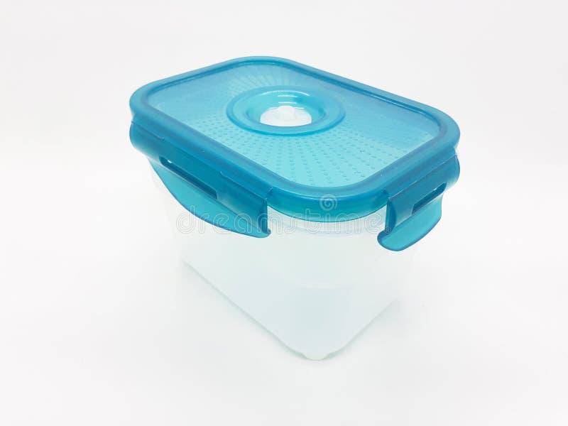 Empty Blue Plastic Transparent Vacuum Food Container in White Isolated ...