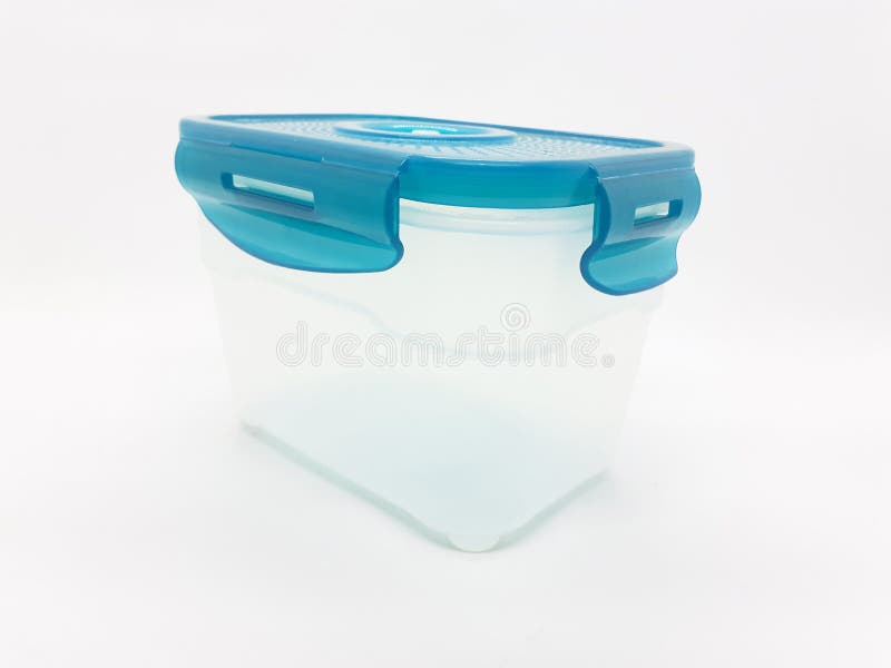Empty Blue Plastic Transparent Vacuum Food Container in White Isolated ...