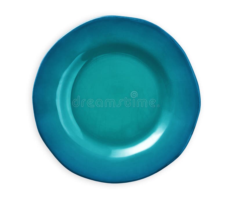 Empty Blue Plate with Wavy Edge, Blue Ceramics Plate, Isolated on White ...