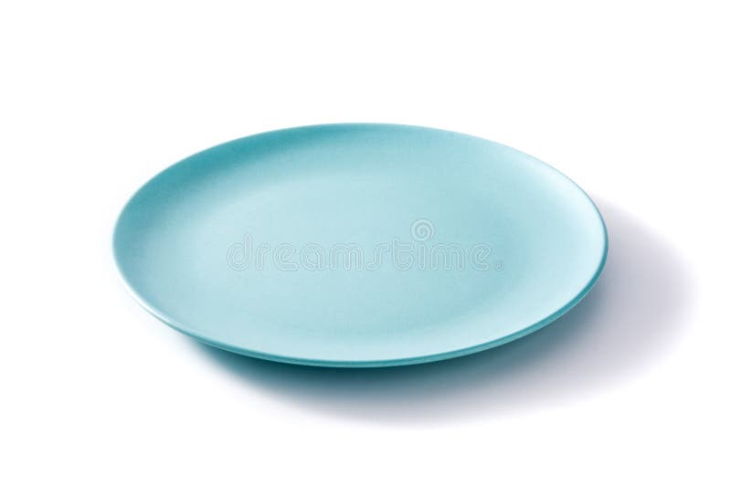 Empty Blue Plate on White Background Stock Image - Image of crockery ...