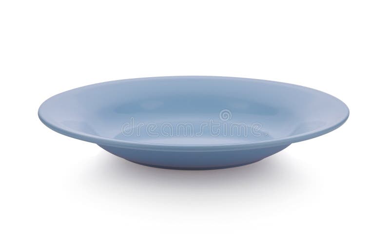 Empty Blue Plate on White Background Stock Photo - Image of decor ...