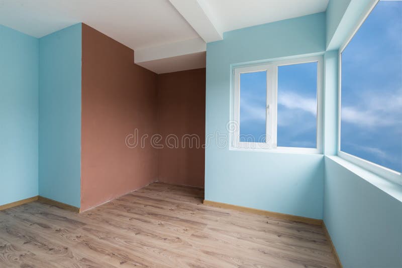 Empty Blue Room with (includes Clipping Path) Stock Image - Image of ...