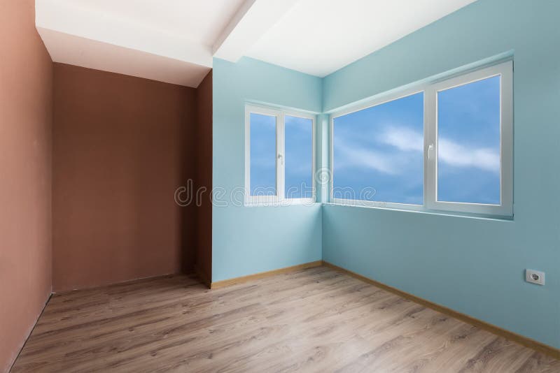 Empty Blue Room with (includes Clipping Path) Stock Image - Image of ...