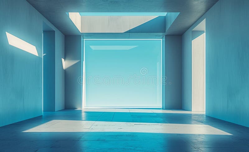An Empty Blue Room, with a Light Beam Above it Stock Photo - Image of ...