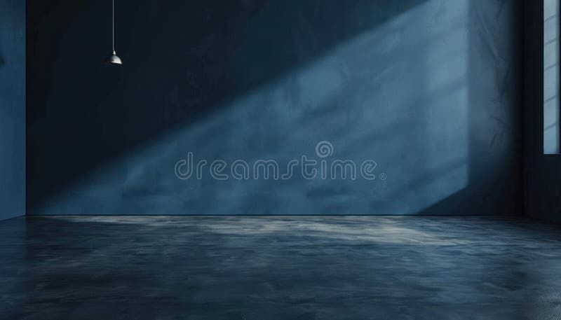 Empty Blue Room with Natural Light Streaming in from Large Window Stock ...