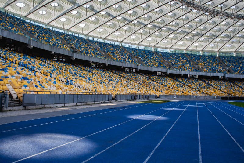 Empty Blue Running Track at the Olympic Stadium Editorial Image - Image ...