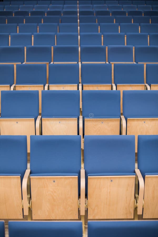 Empty Blue Seats in a Conference Room Stock Image - Image of venue ...