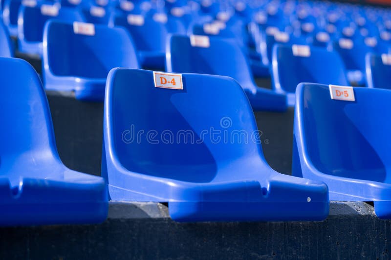 Empty Blue Seats with Numbers in the Stadium Stock Photo - Image of ...