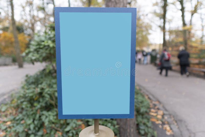 Empty Blue Sign Board at Park Area. Stock Photo - Image of banner ...