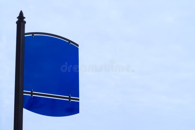 Empty Blue Sign White Sky Metal Frame Design Stock Photo - Image of ...