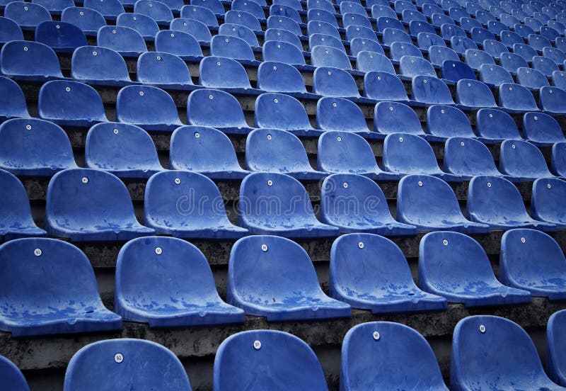 Empty Blue Stadium Seats in a Line Stock Image - Image of seats, empty ...
