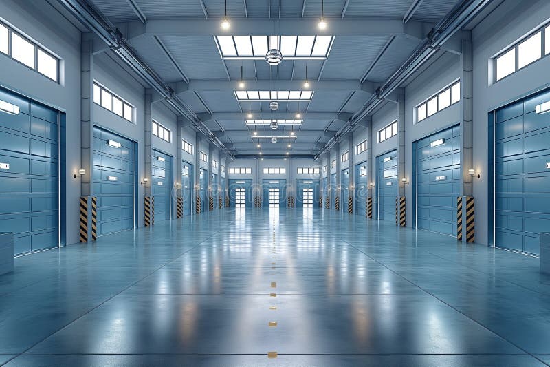 Empty Blue Storage Units in Spacious Facility Stock Image - Image of ...