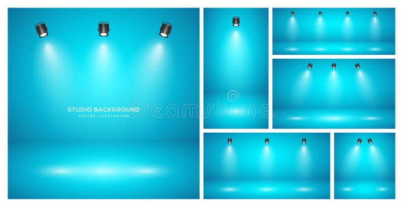 Empty Blue Studio Abstract Backgrounds with Spotlights. Product ...
