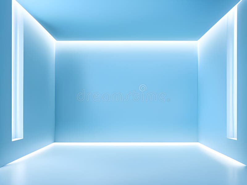Empty Blue Studio Background, Modern Interior, Studio Room Stock ...