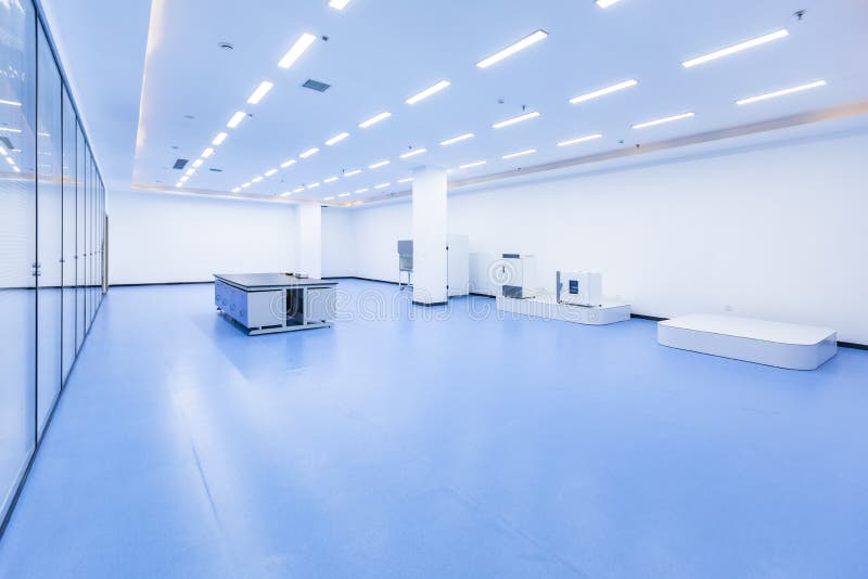 The Empty Blue Tech Lab Room Stock Image - Image of lobby, tech: 253604097