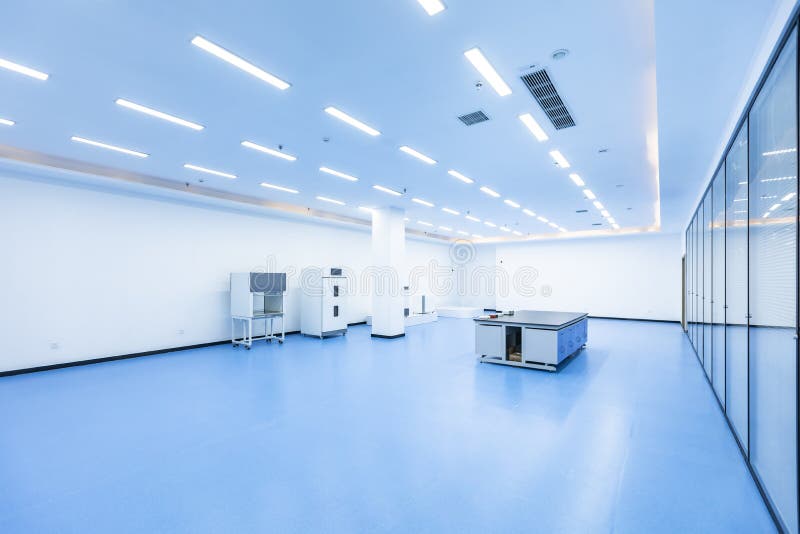 The Empty Blue Tech Lab Room Stock Photo - Image of care, tech: 252909310