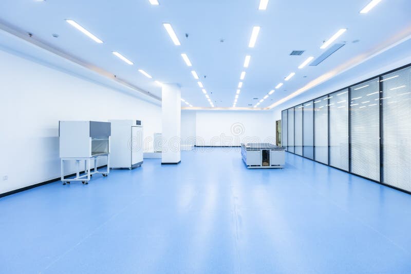 The Empty Blue Tech Lab Room Stock Photo - Image of care, tech: 252909310
