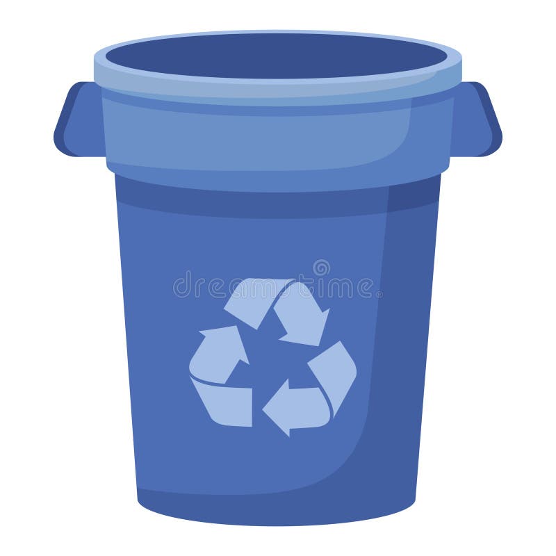 Blue Trash Can Icon Isolated on Blue Background. Garbage Bin Sign ...