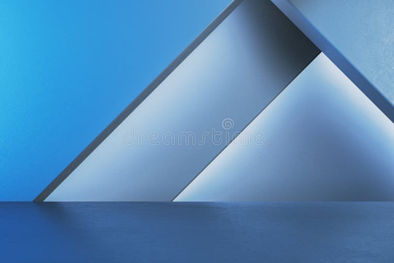 Empty Triangular Gallery Wall with Mock Up Place. Museum Concept. 3D ...