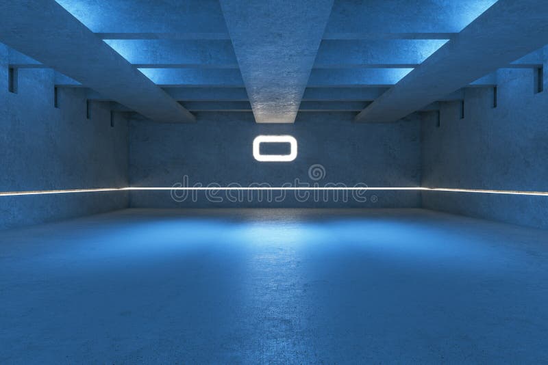 Empty Blue Warehouse Garage Stock Illustration - Illustration of design ...