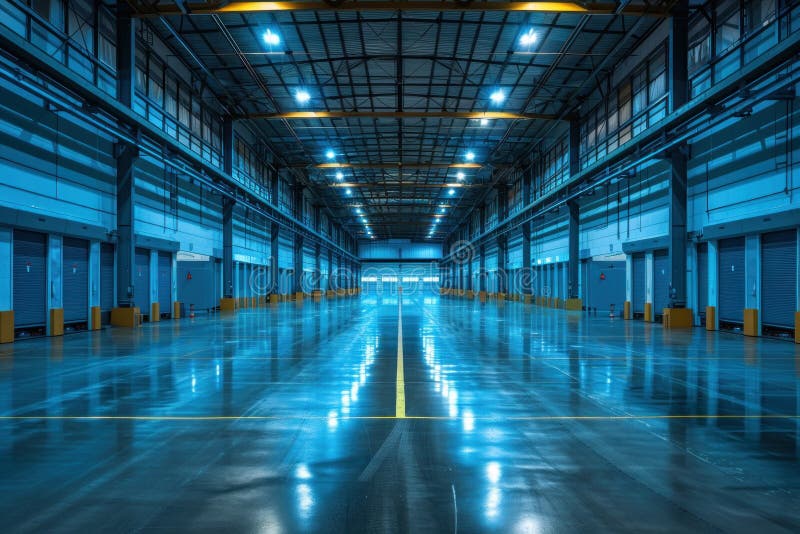 Blue Warehouse Gate Locked from Outside. Stock Photo - Image of ...