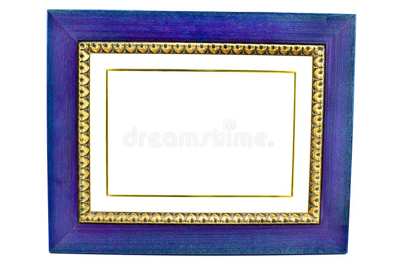 Empty Blue Wooden Picture Frame Stock Photo - Image of decorate ...