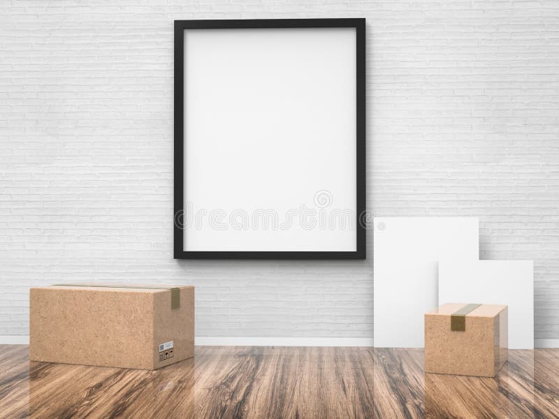 Empty Board with Carton Boxes Stock Illustration - Illustration of ...