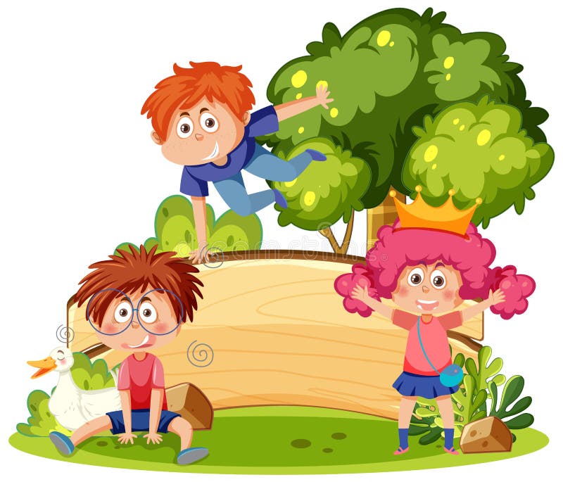 Empty Board with Cartoon Kids Stock Vector - Illustration of framed ...
