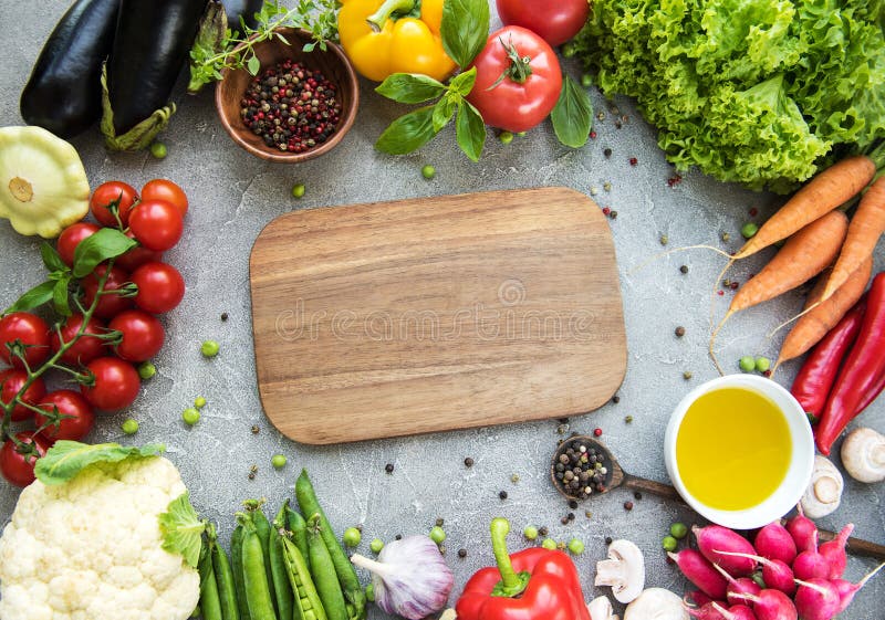Empty Board and Fresh Vegetables Stock Photo - Image of harvest, diet ...