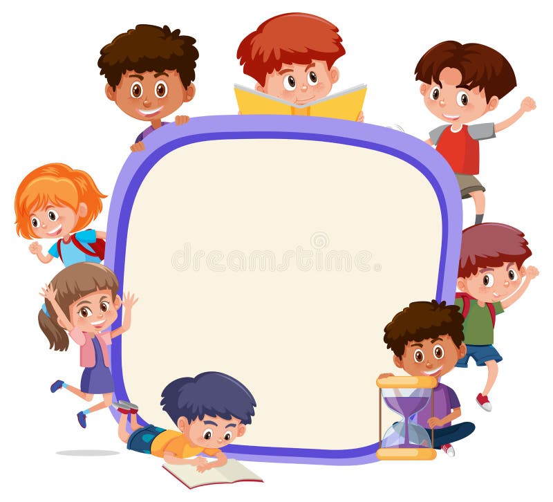 Empty Board with Many Children Cartoon Character Stock Vector ...