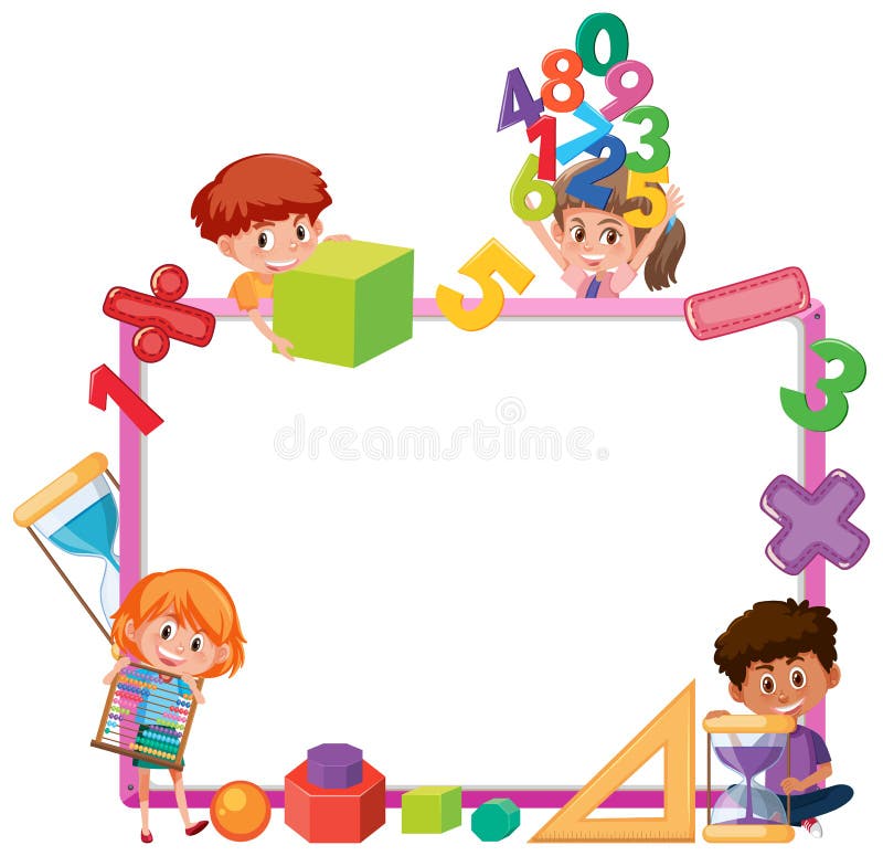 Empty Board with School Kids and Math Objects Stock Vector ...