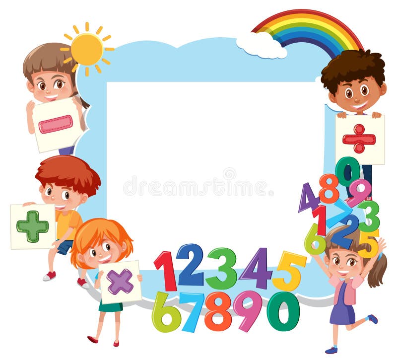 Empty Board with School Kids and Math Objects Stock Vector ...