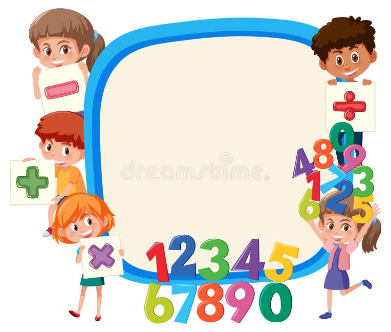 Empty Board with School Kids and Math Objects Stock Vector ...