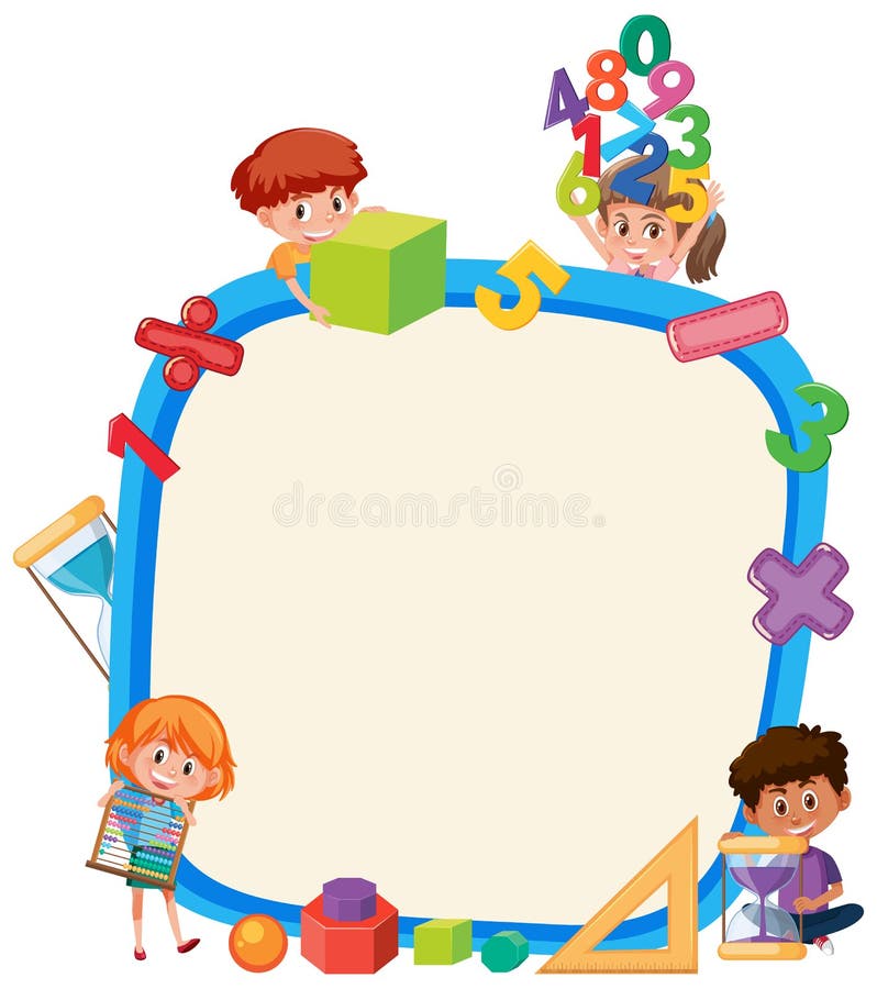 Empty Board with School Kids and Math Objects Stock Vector ...