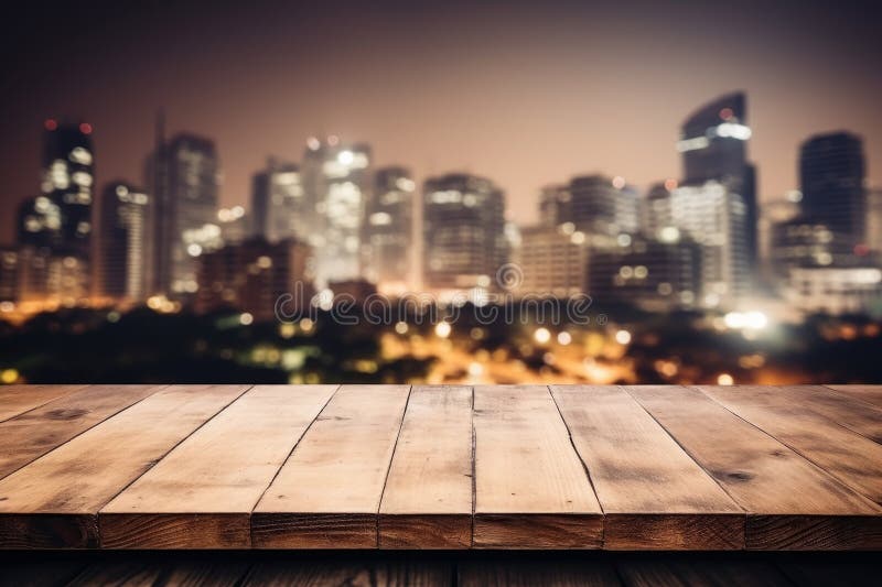 Empty Board Table on Terrace of Office Building with Stunning Cityscape ...