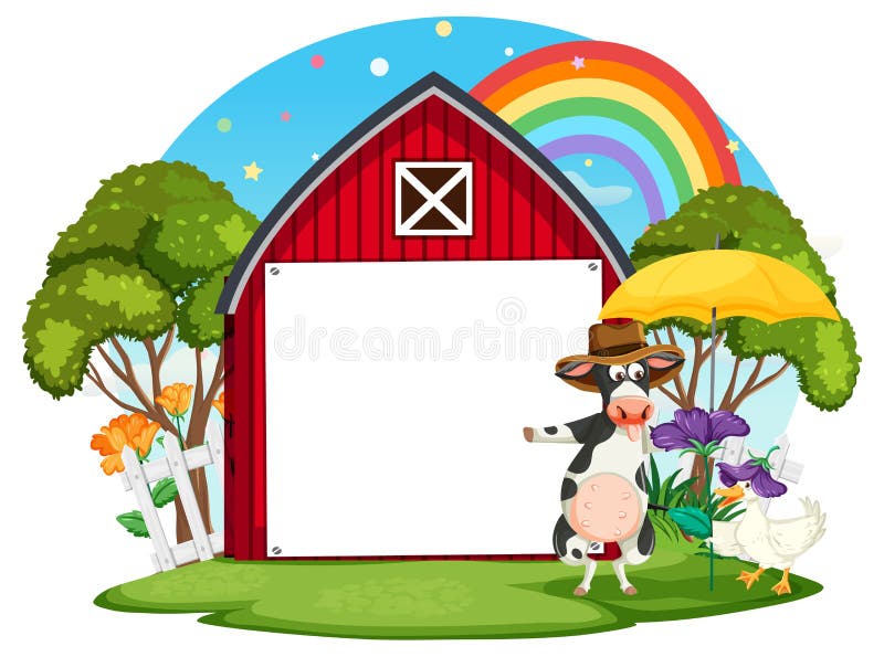 Empty Board Template with Cartoon Character Stock Vector - Illustration ...