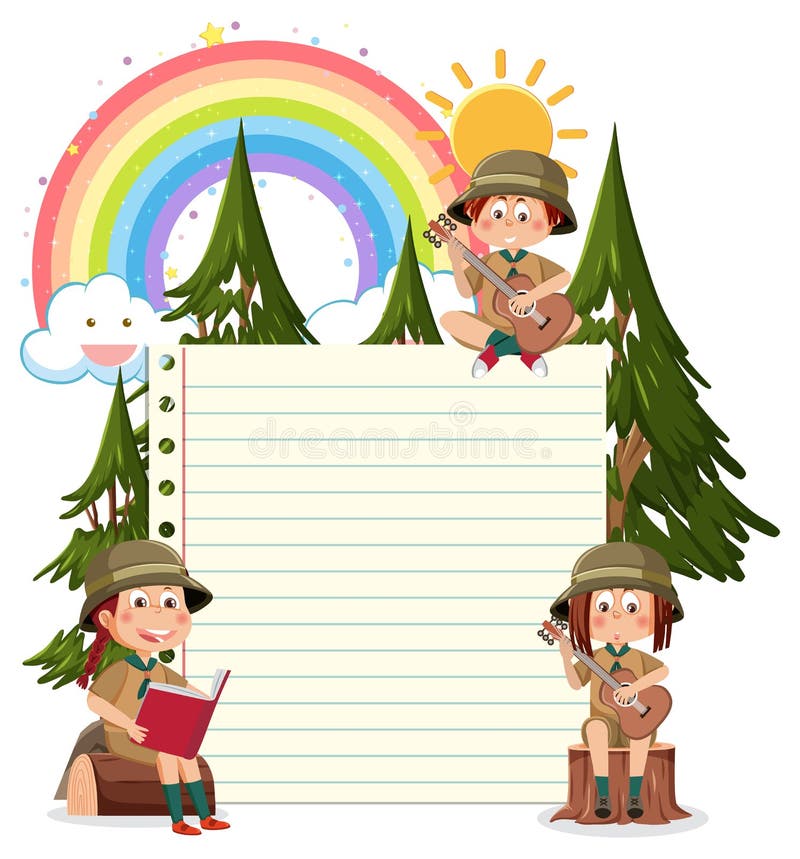 Empty Board with Many Children Cartoon Character Stock Vector ...