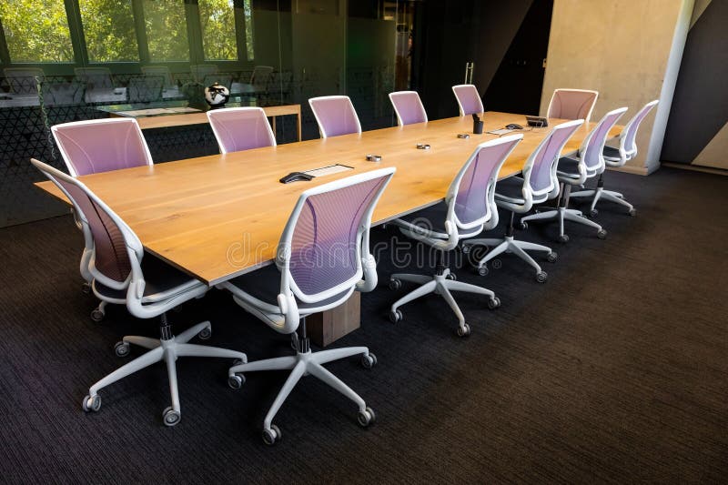 Empty Boardroom Table and Chairs Stock Image - Image of business ...