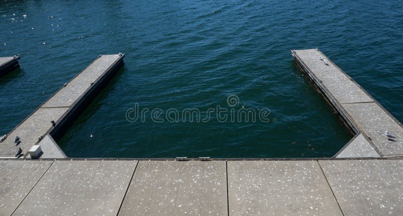 The Empty Boat Dock with Waterfront View. Stock Image - Image of port ...