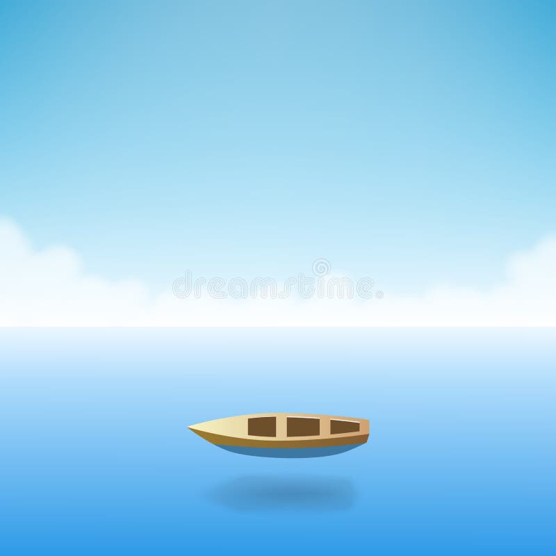 Empty boat in the ocean. stock vector. Illustration of romantic - 49514325