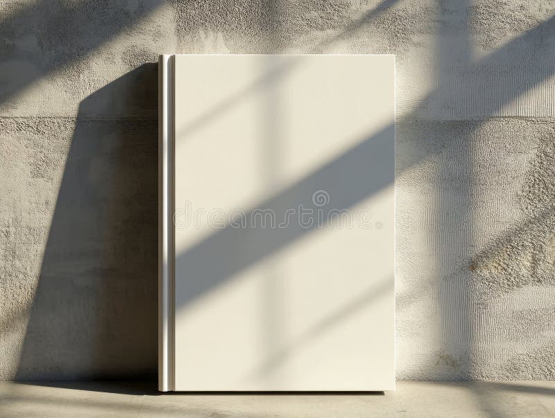 An Empty Book Mockup with a Plain White Cover Set on a Grey Backdrop ...