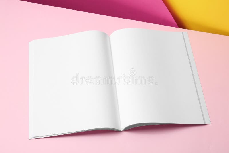 Empty Book Pages on Color Background. Stock Image - Image of mock ...