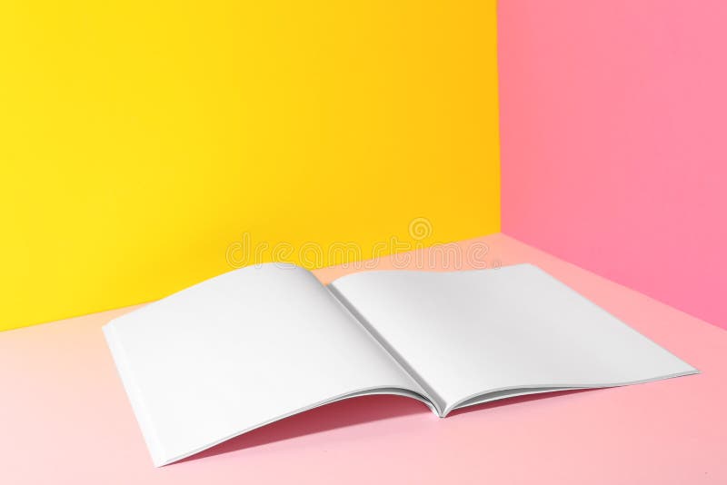 Empty Book Pages on Color Background Stock Image - Image of office ...