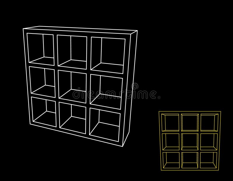 Empty Bookcase. Isolated on White Background. 3d Vector Illustration ...