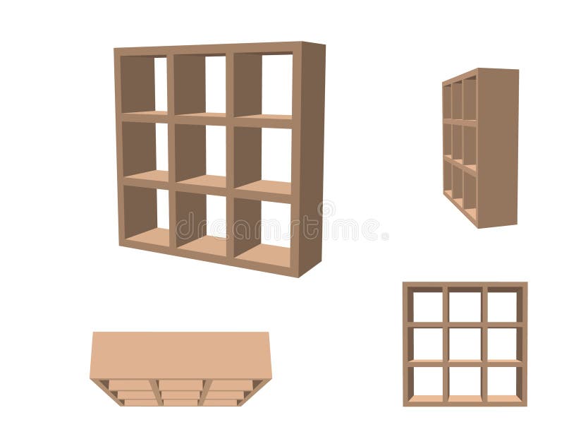 Empty Bookcase. Isolated On White Background. 3d Vector Illustration ...