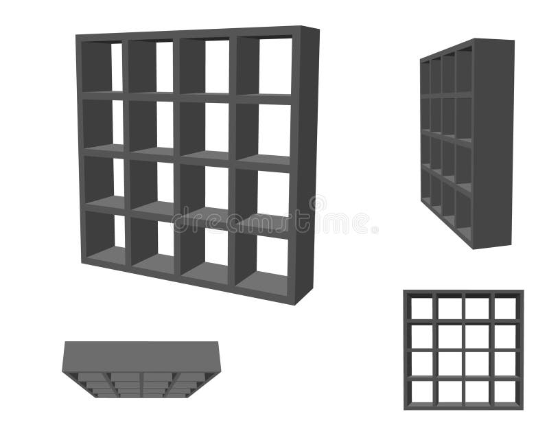 Empty Bookcase. Isolated on White Background. 3d Vector Illustration ...