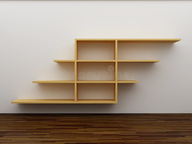 Empty Interior with Wall Bookcase Stock Illustration - Illustration of ...
