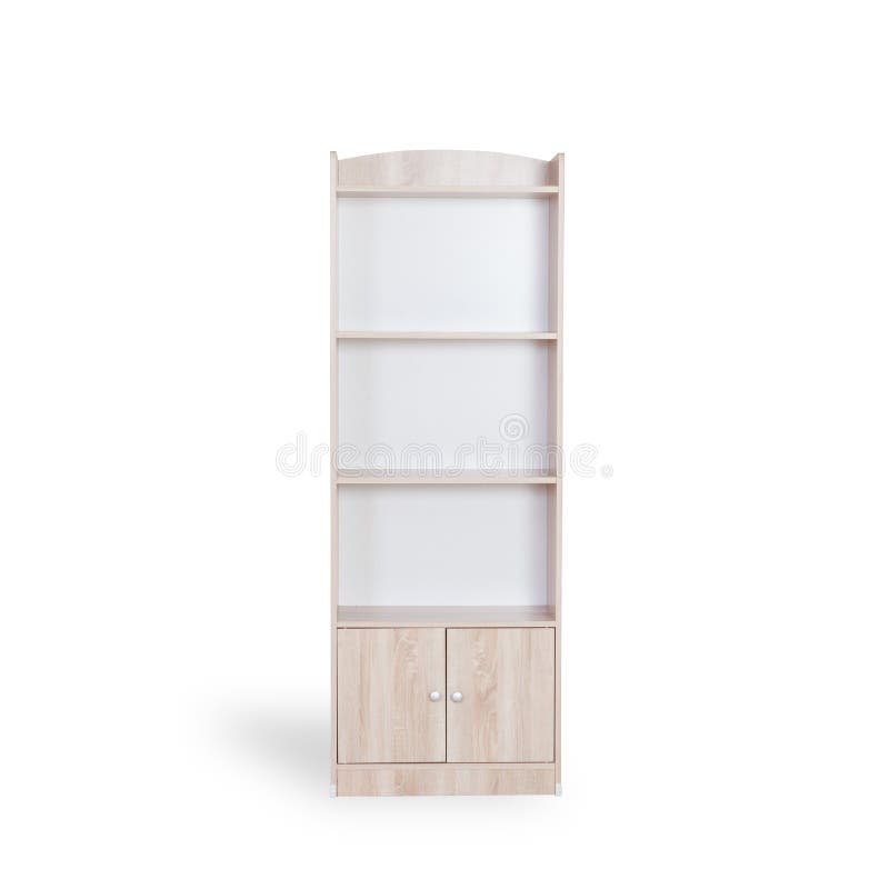 Empty Bookshelf Isolated on White Background Stock Image - Image of ...