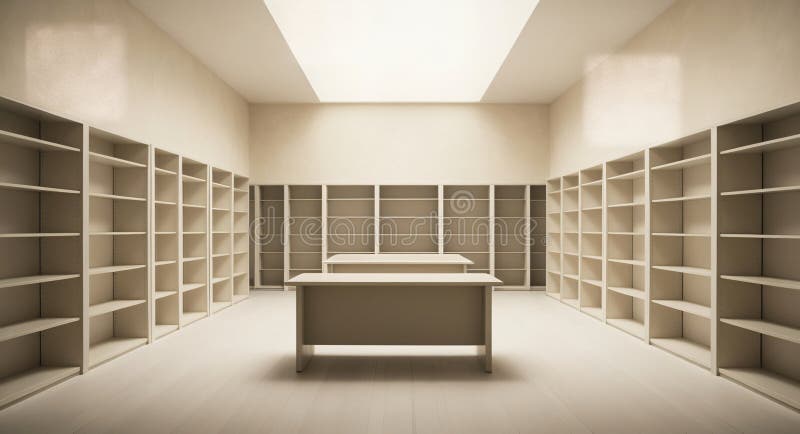 Empty Bookshelf in the Library Stock Illustration - Illustration of ...