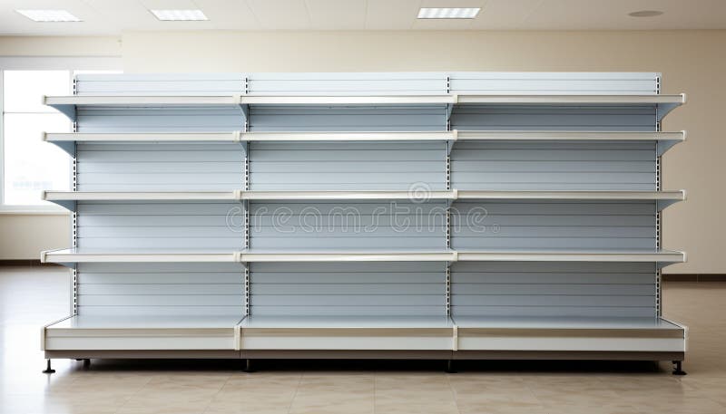 Empty Bookshelf in Modern Store with Clean Design Generated by AI Stock ...